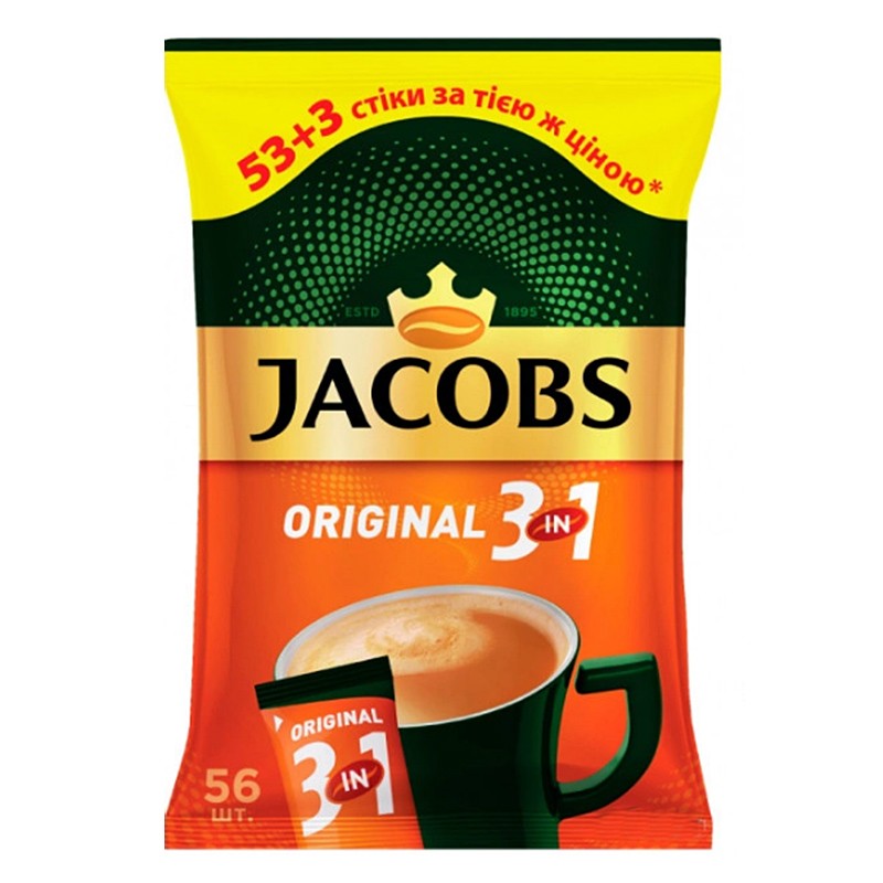 Кофейный напиток Jacobs 3 in 1 Original 56 x 12 г - Какао, шоколад, напитки